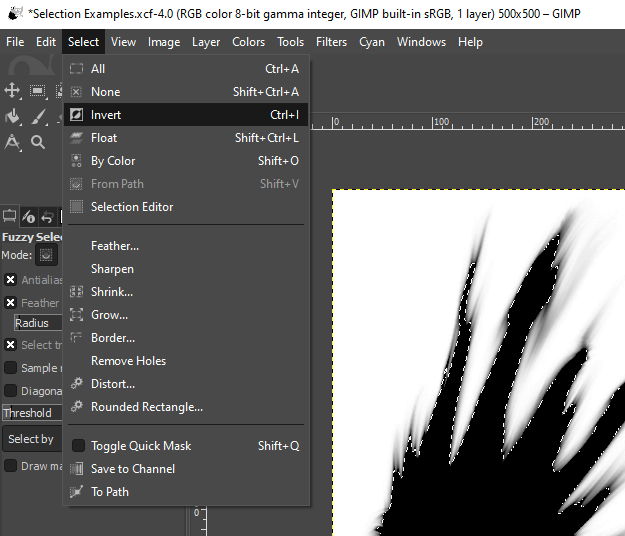 How To Invert Selection In GIMP Keyboard Shortcuts 